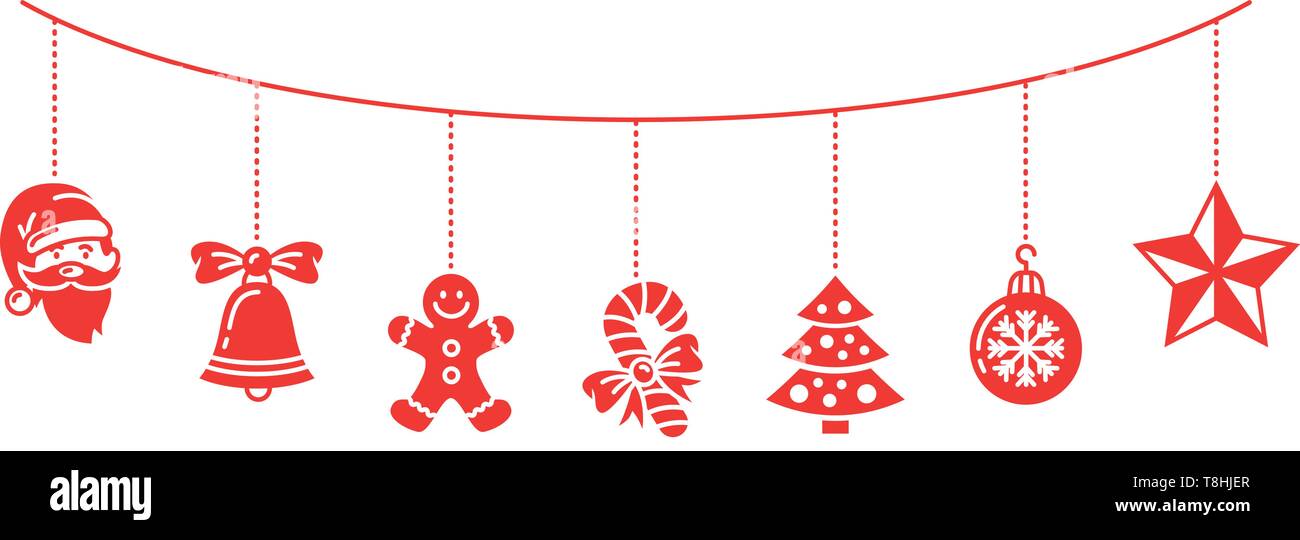 christmas decoration hanging on a rope Stock Vector Image & Art - Alamy