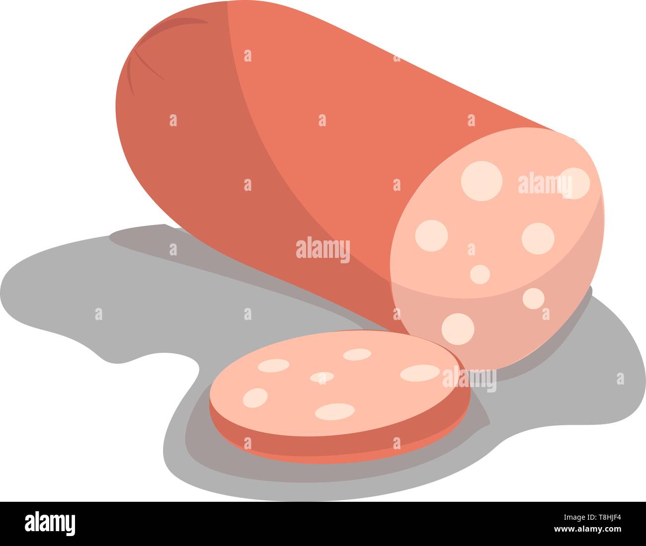 A sliced up pink sausage, vector, color drawing or illustration Stock ...