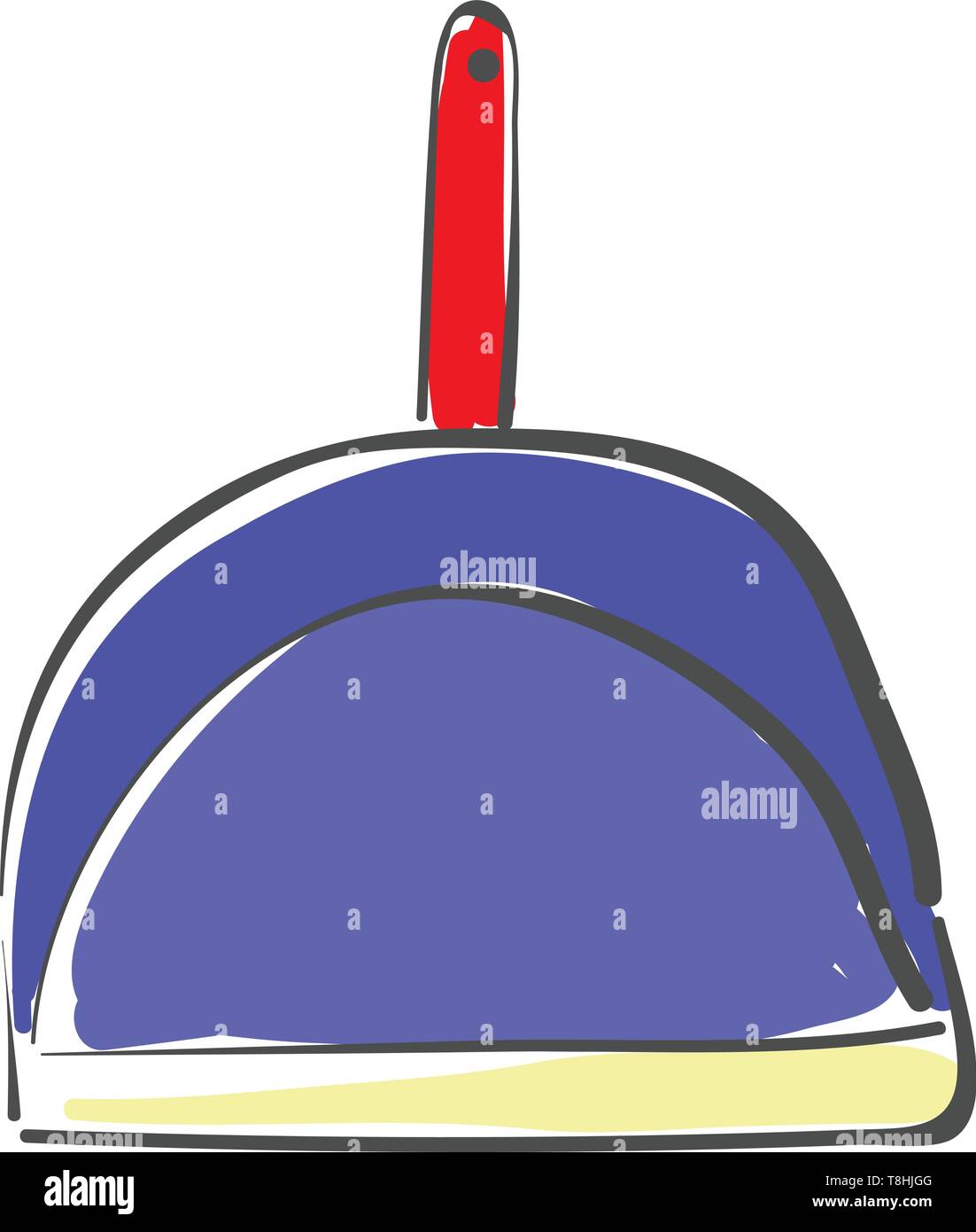 A blue dust pan with a red handle, vector, color drawing or ...