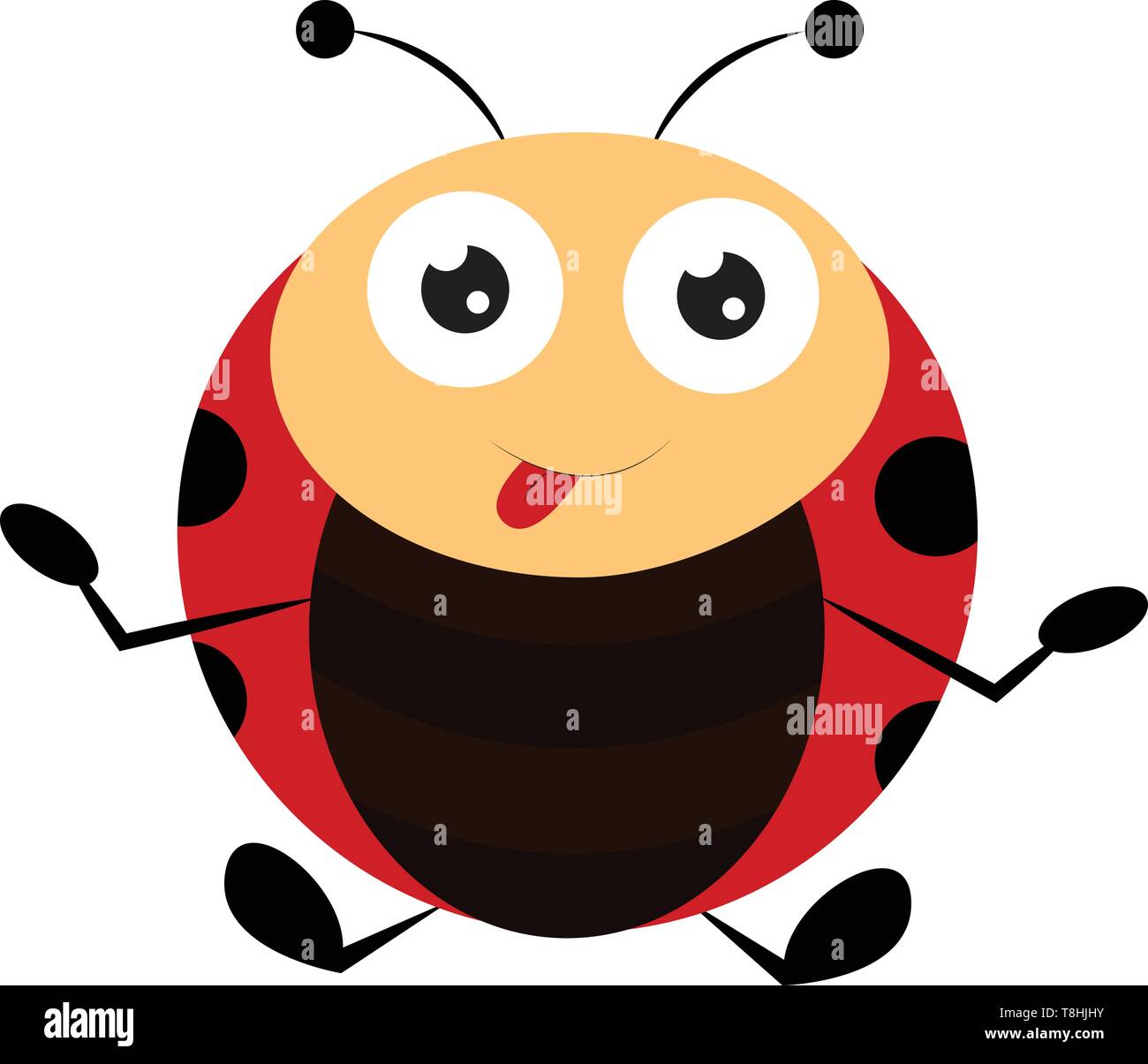A silly little lady bug sitting down, vector, color drawing or ...