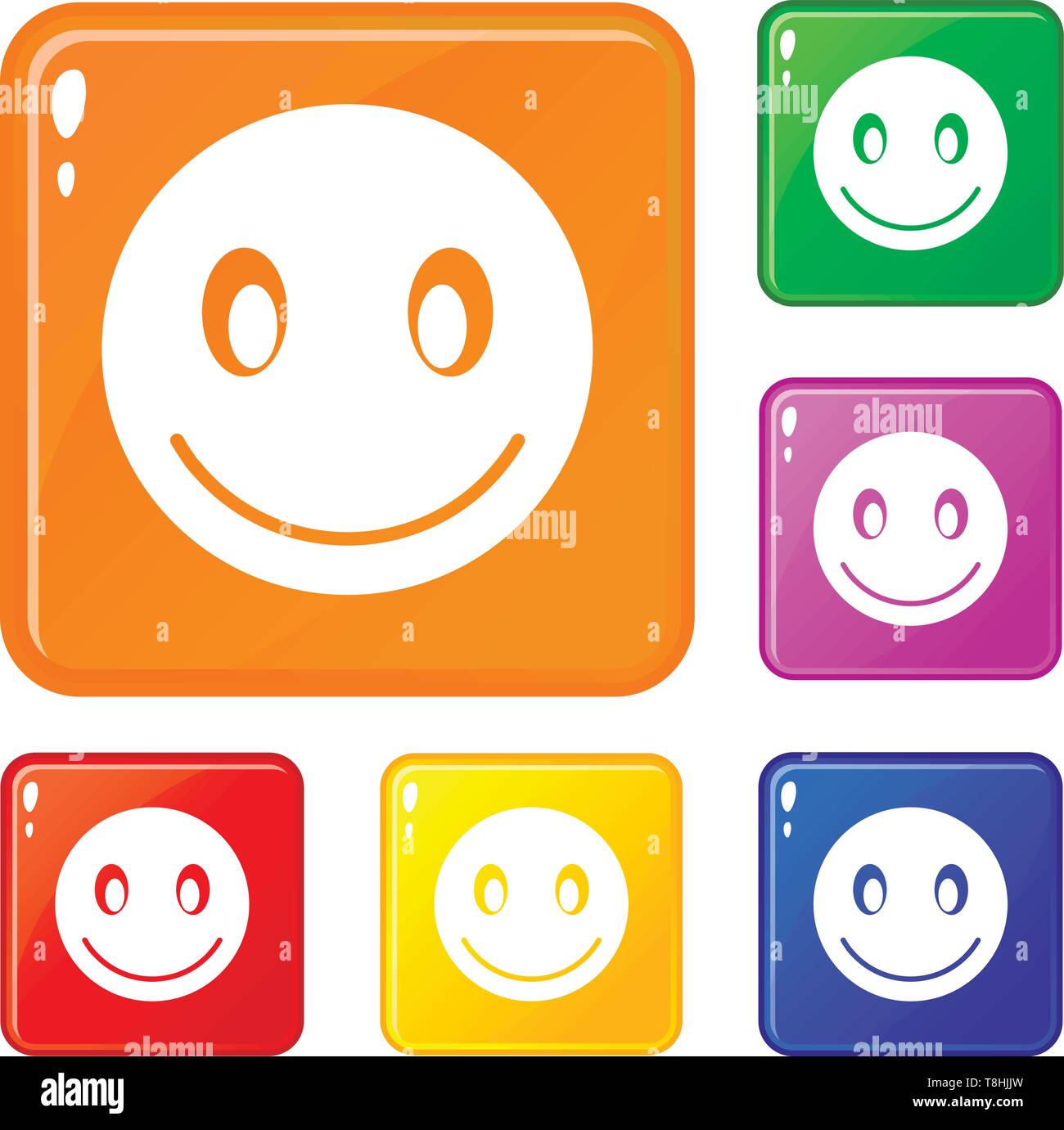 Smiling emoticons set vector color Stock Vector Image & Art - Alamy