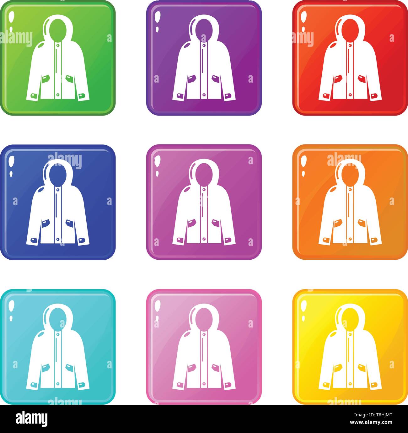 Hooded jacket icons set 9 color collection Stock Vector Image & Art - Alamy