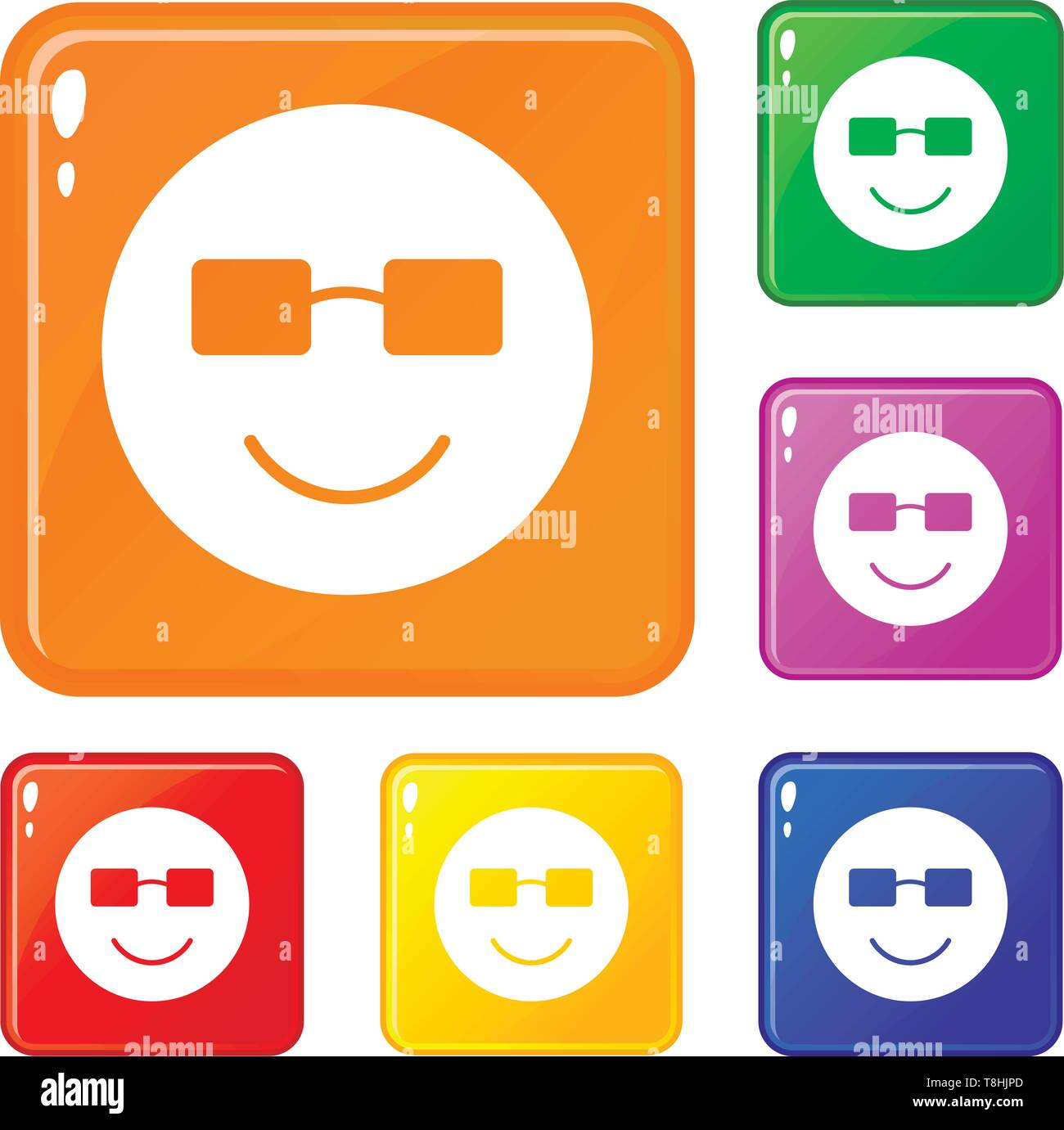 Smiling emoticons set vector color Stock Vector Image & Art - Alamy
