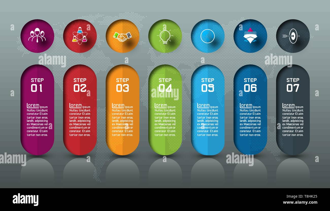 Seven colorful bars with business icon infographics Stock Vector Image ...