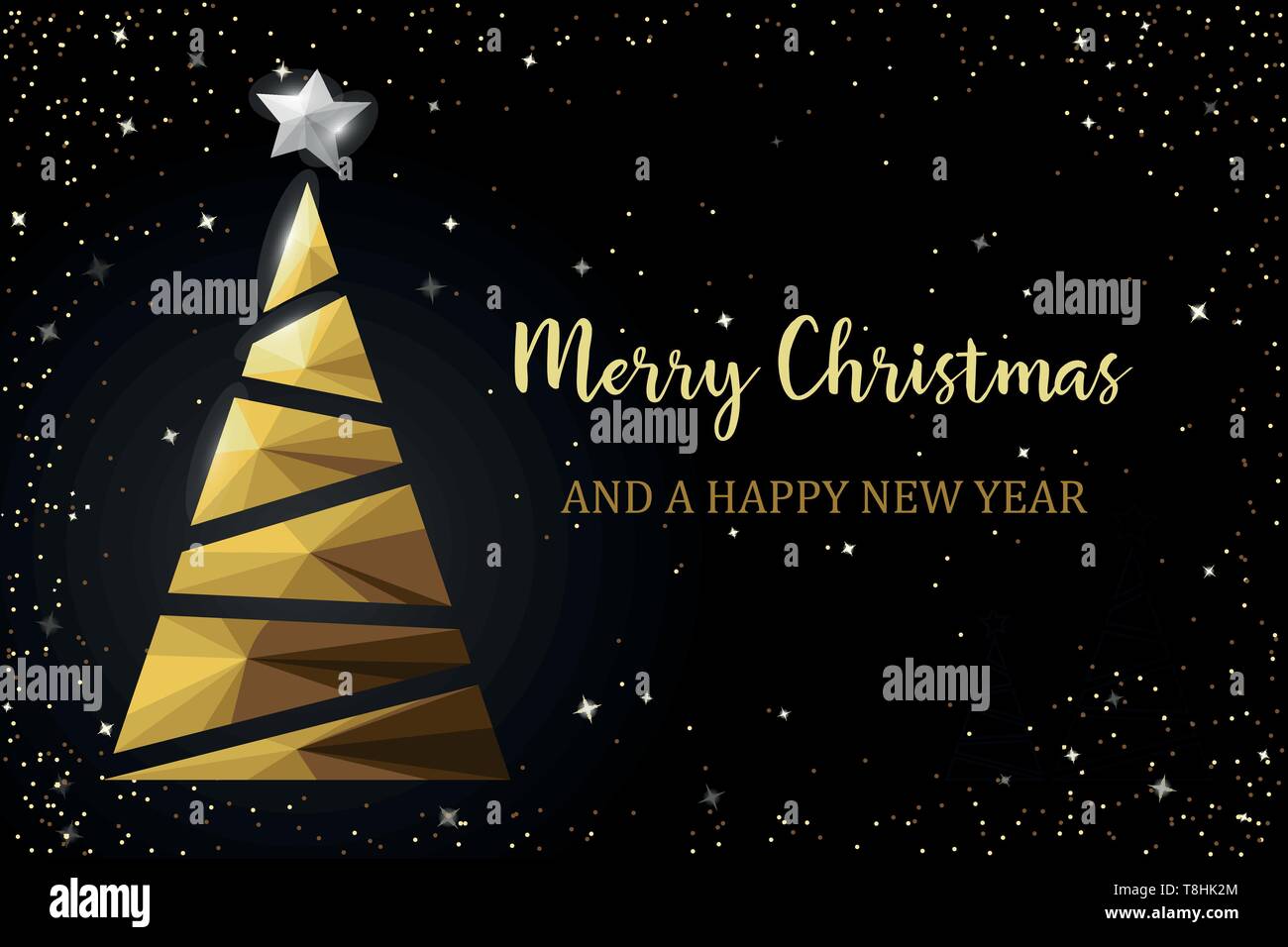 Christmas tree golden polygon card Stock Vector Image & Art - Alamy