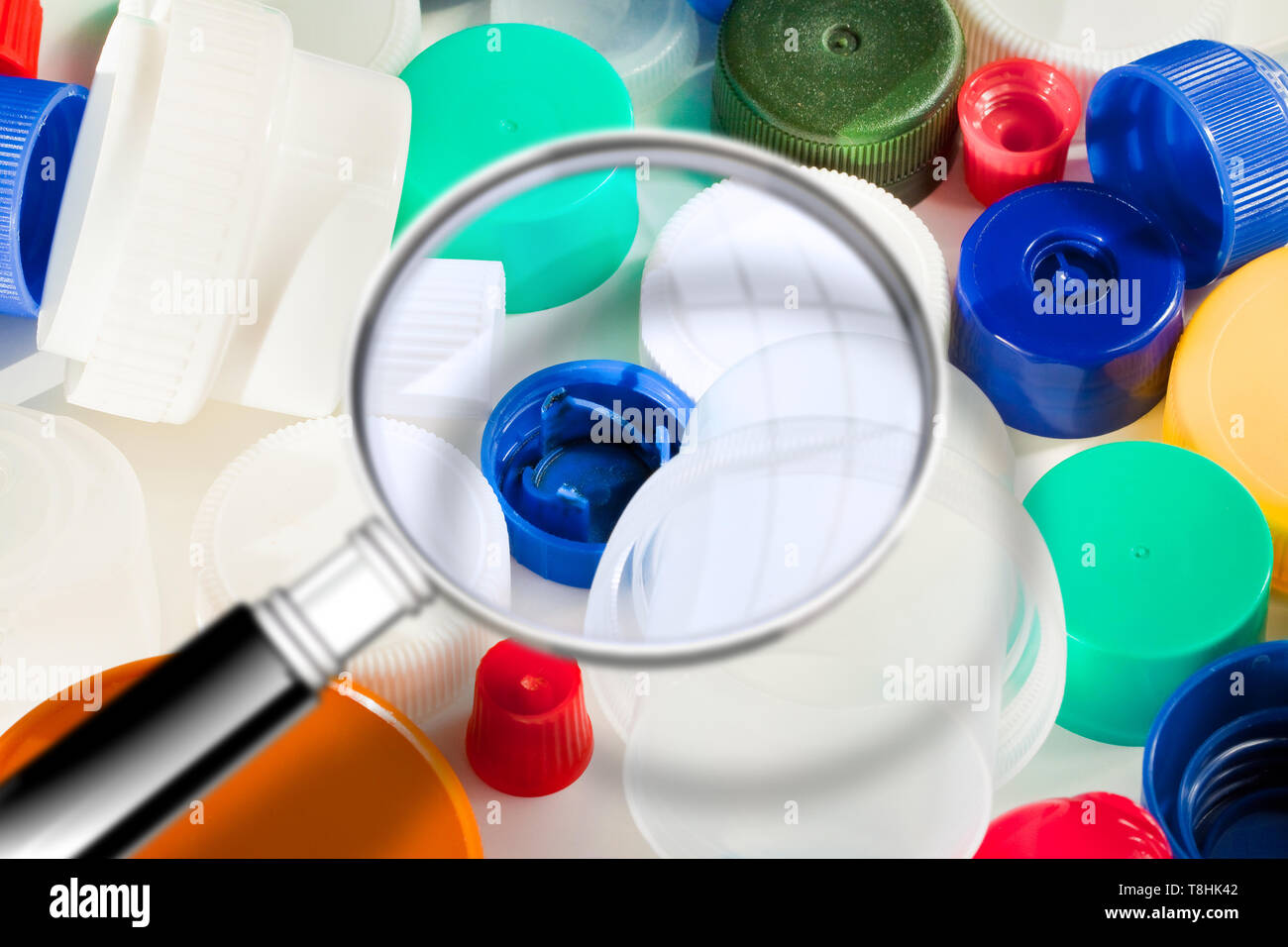 Group of colorful plastic caps - Concept image seen through a ...