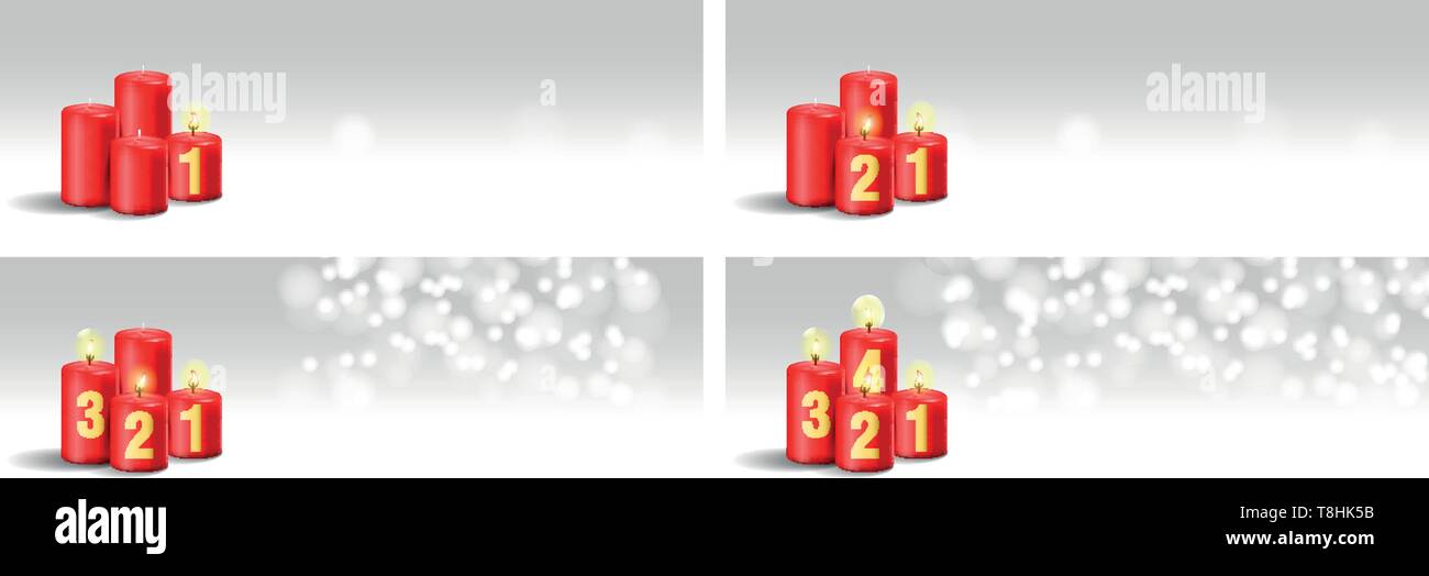 Advent candles with numbers bokeh vector banner set Stock Vector Image ...