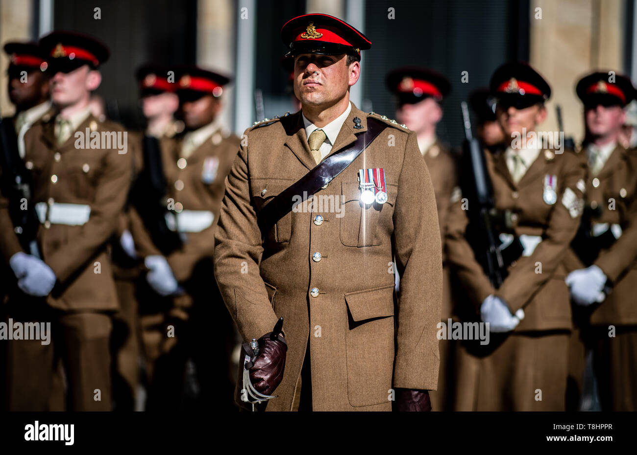 Gütersloh, Germany. 13th May 2019. An order of a British soldier shines ...