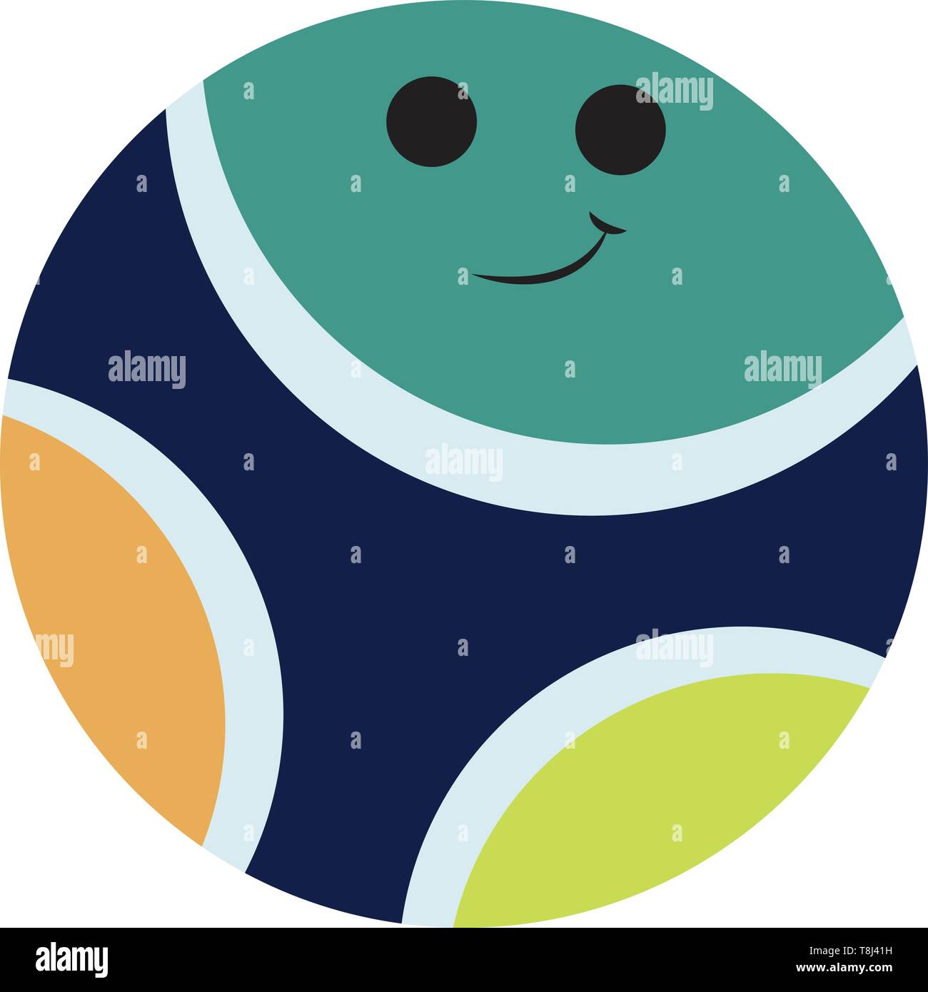 A colourful ball with four different colours and a happy smiley ...