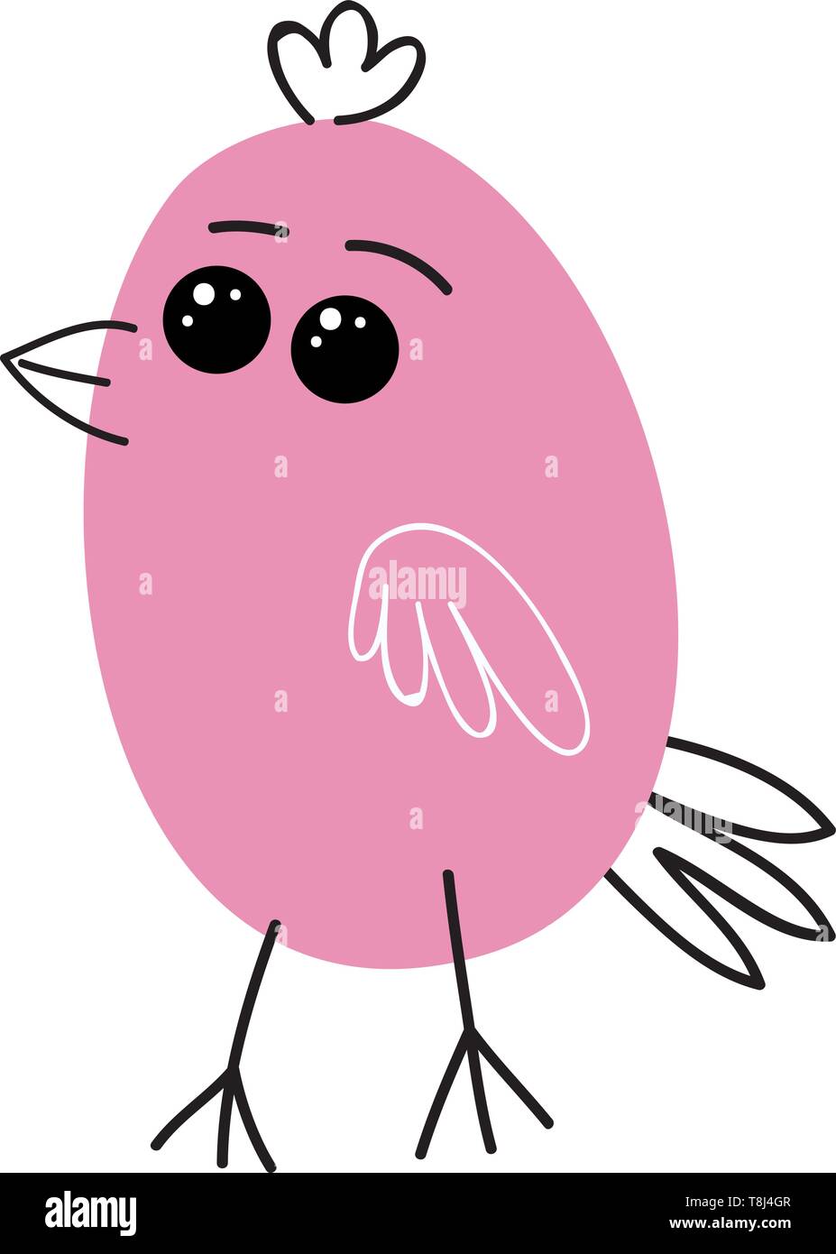 A very cute easter bird in pink colour with large black eyes , vector ...