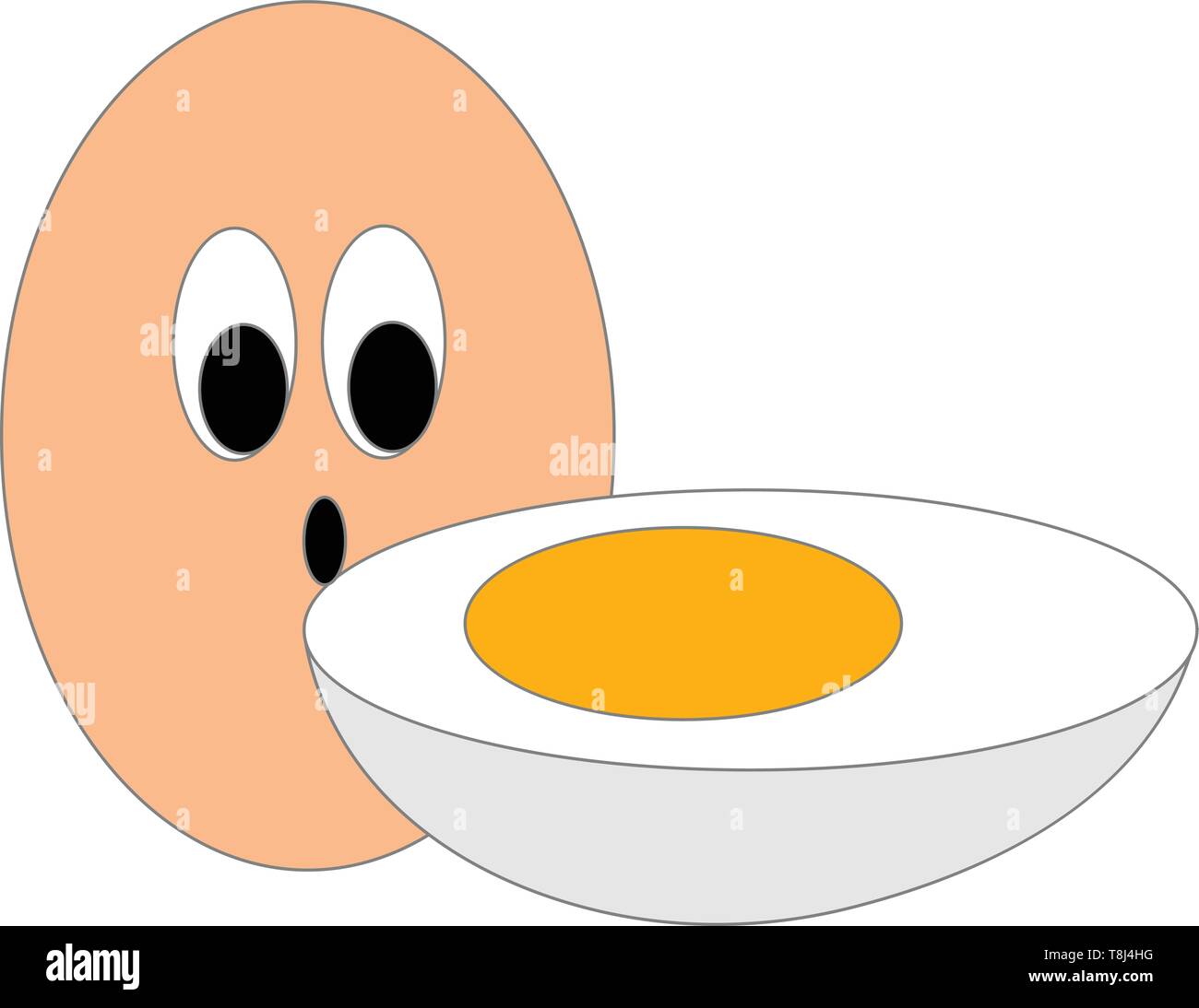 A slice of a healthy boiled egg with a full raw egg , vector, color drawing or illustration ...