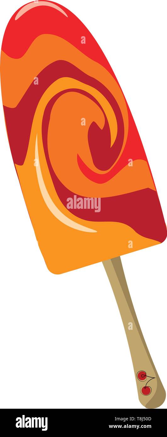 A ice lolly of fruit in red and orange colour , vector, color drawing ...