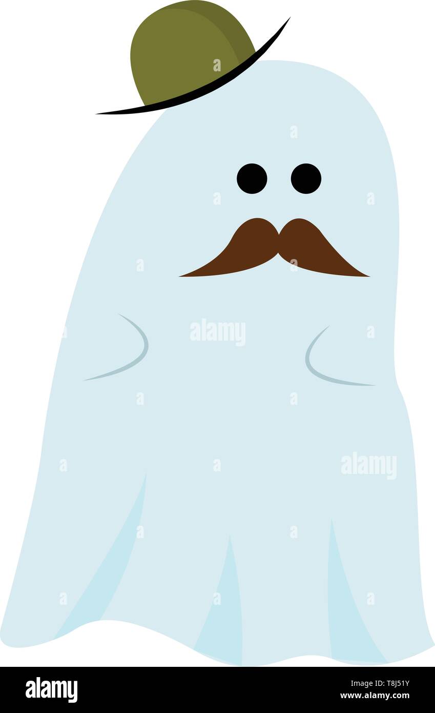A tall men ghost with big mustache and a small green hat , vector ...