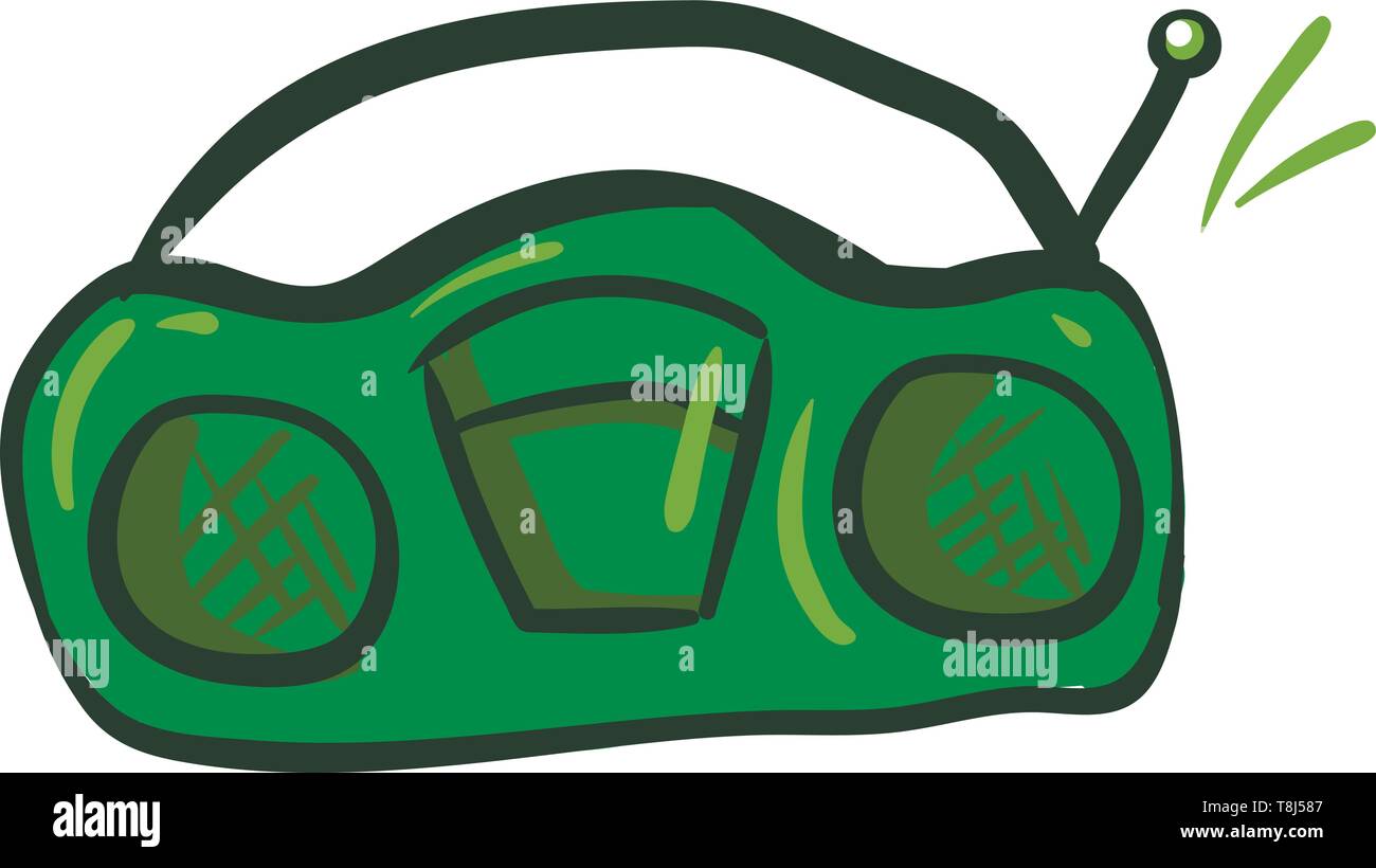 A radio in green colour which is playing in loud noise , vector, color ...