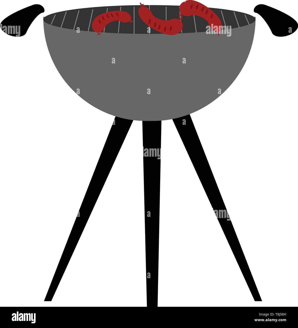 A big griller which cooks the meat finely , vector, color drawing or ...