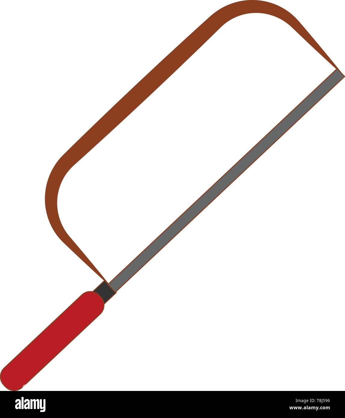 A big sharp hacksaw blade in red colour , vector, color drawing or ...