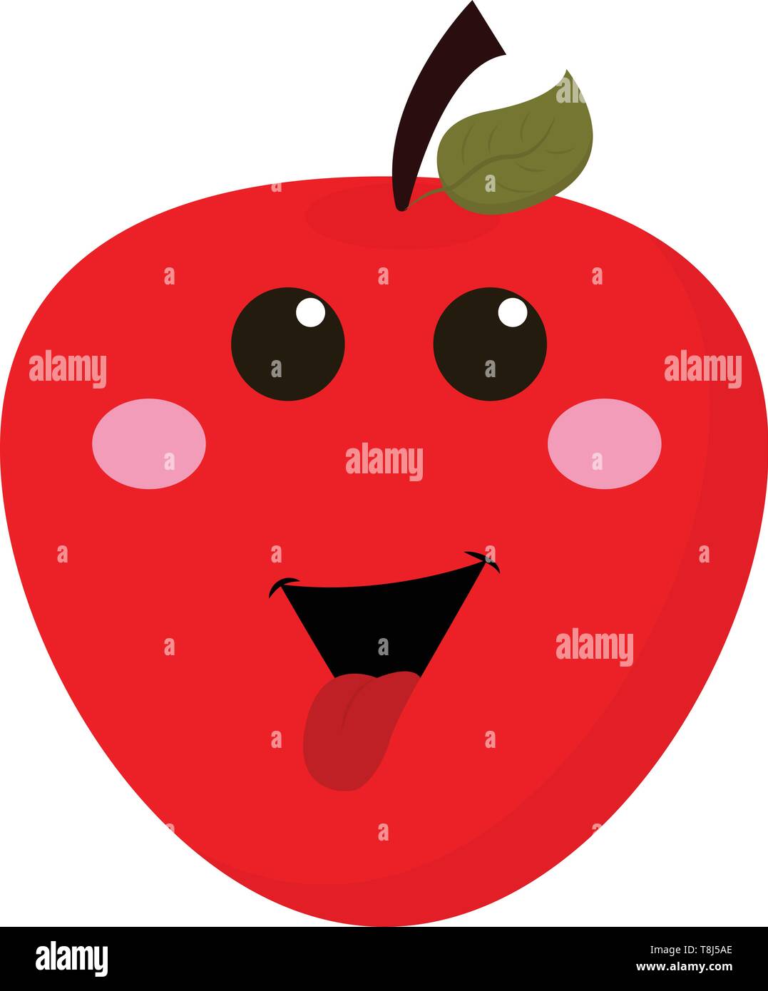 A picture of a happy apple with its tongue out and happy eyes , vector ...