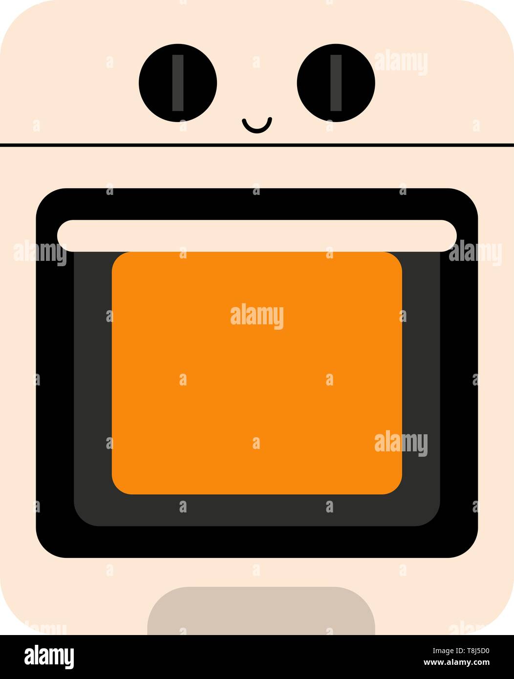 A small happy oven in box shape with a happy smiley , vector, color ...