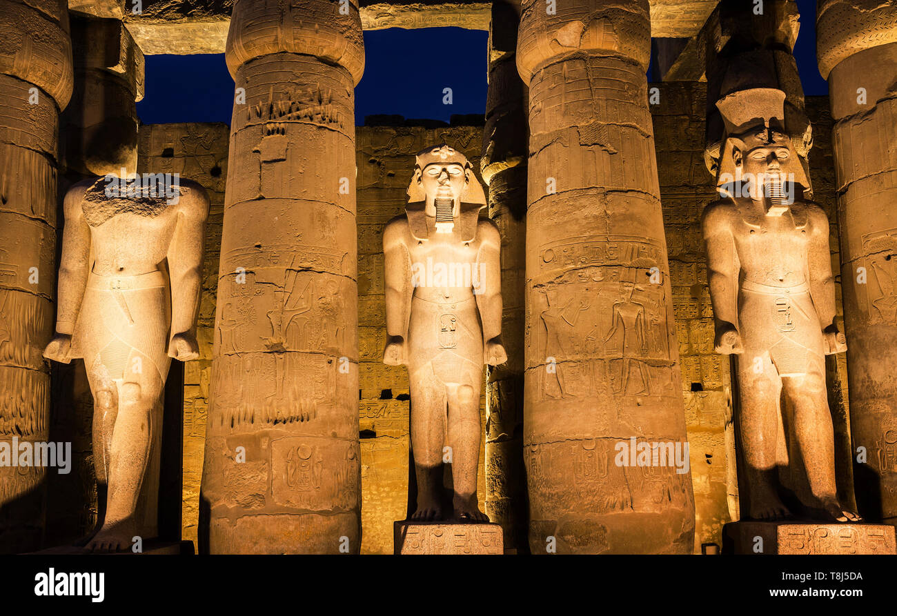 Statues outside the Temple of Luxor, Luxor, Egypt Stock Photo - Alamy