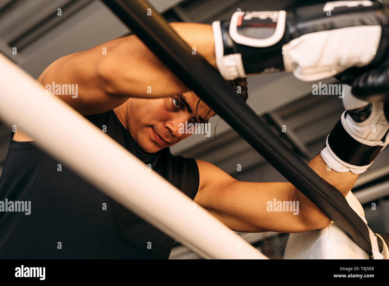 Tired boxer in ring hi-res stock photography and images - Alamy