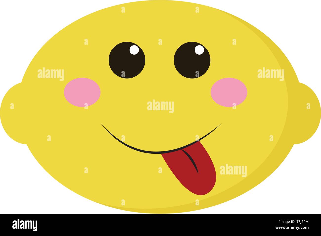 A piece of happy lemon with a smiley , vector, color drawing or ...