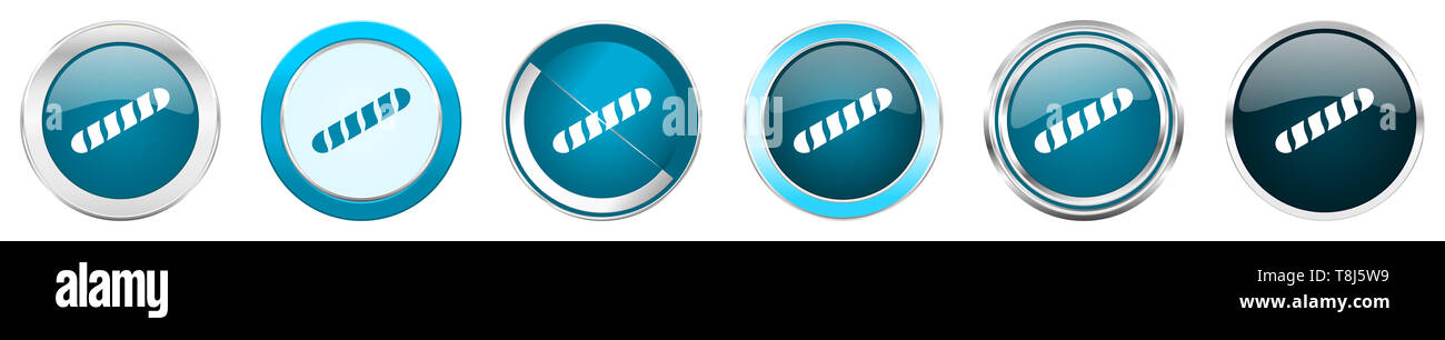 Baguette silver metallic chrome border icons in 6 options, set of web ...