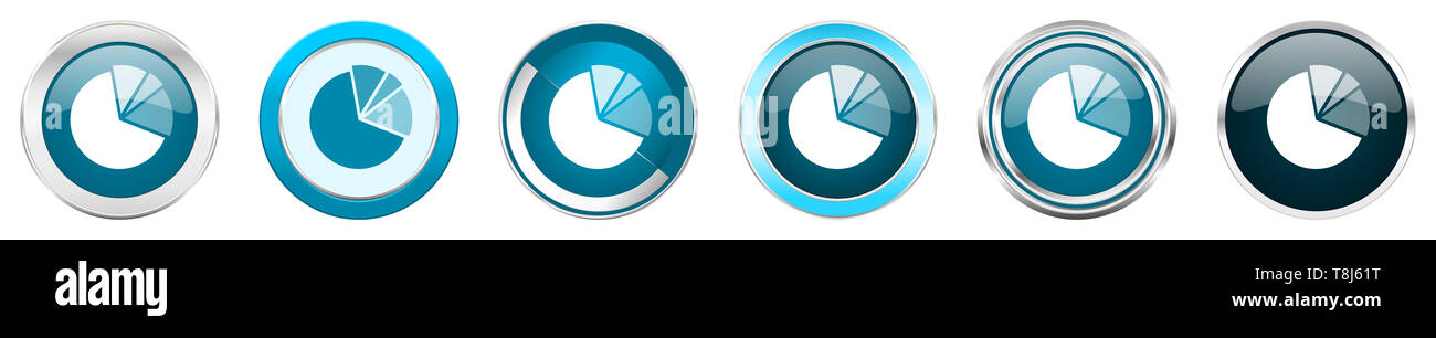 Diagram silver metallic chrome border icons in 6 options, set of web ...