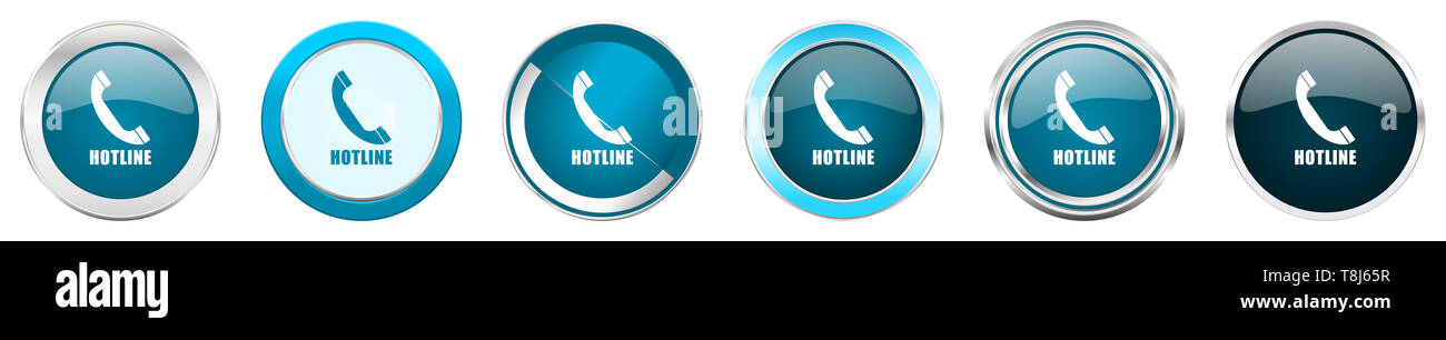 Hotline silver metallic chrome border icons in 6 options, set of web ...