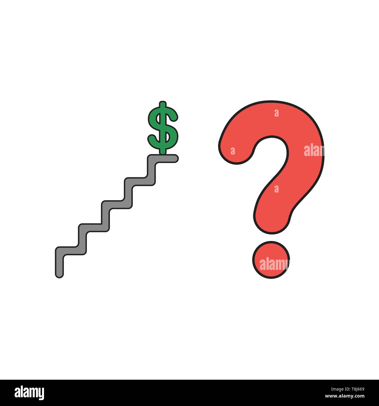 Vector icon concept of dollar money symbol on top of stairs with ...