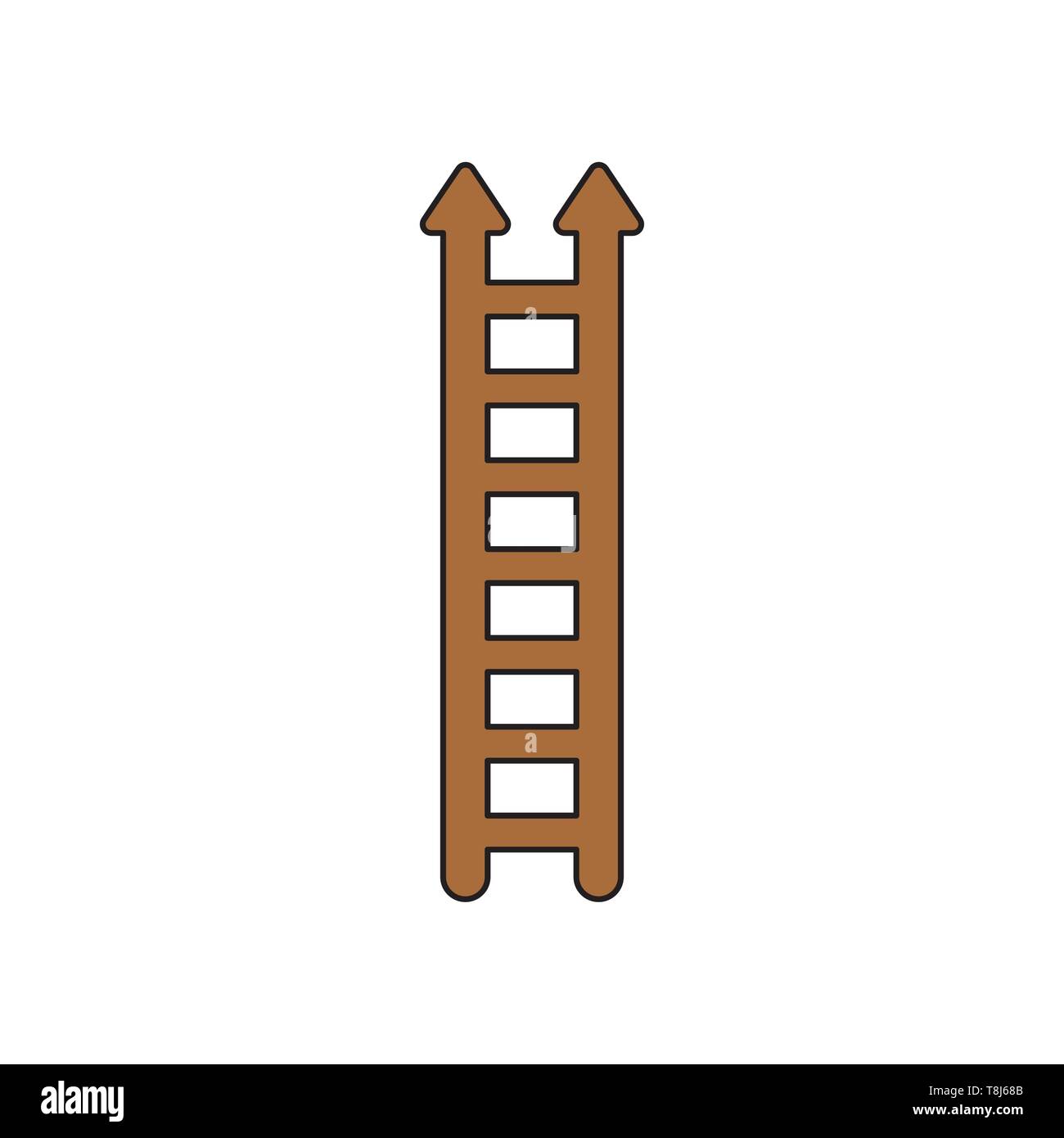 Vector icon concept of wooden ladder with arrows moving up. Black ...