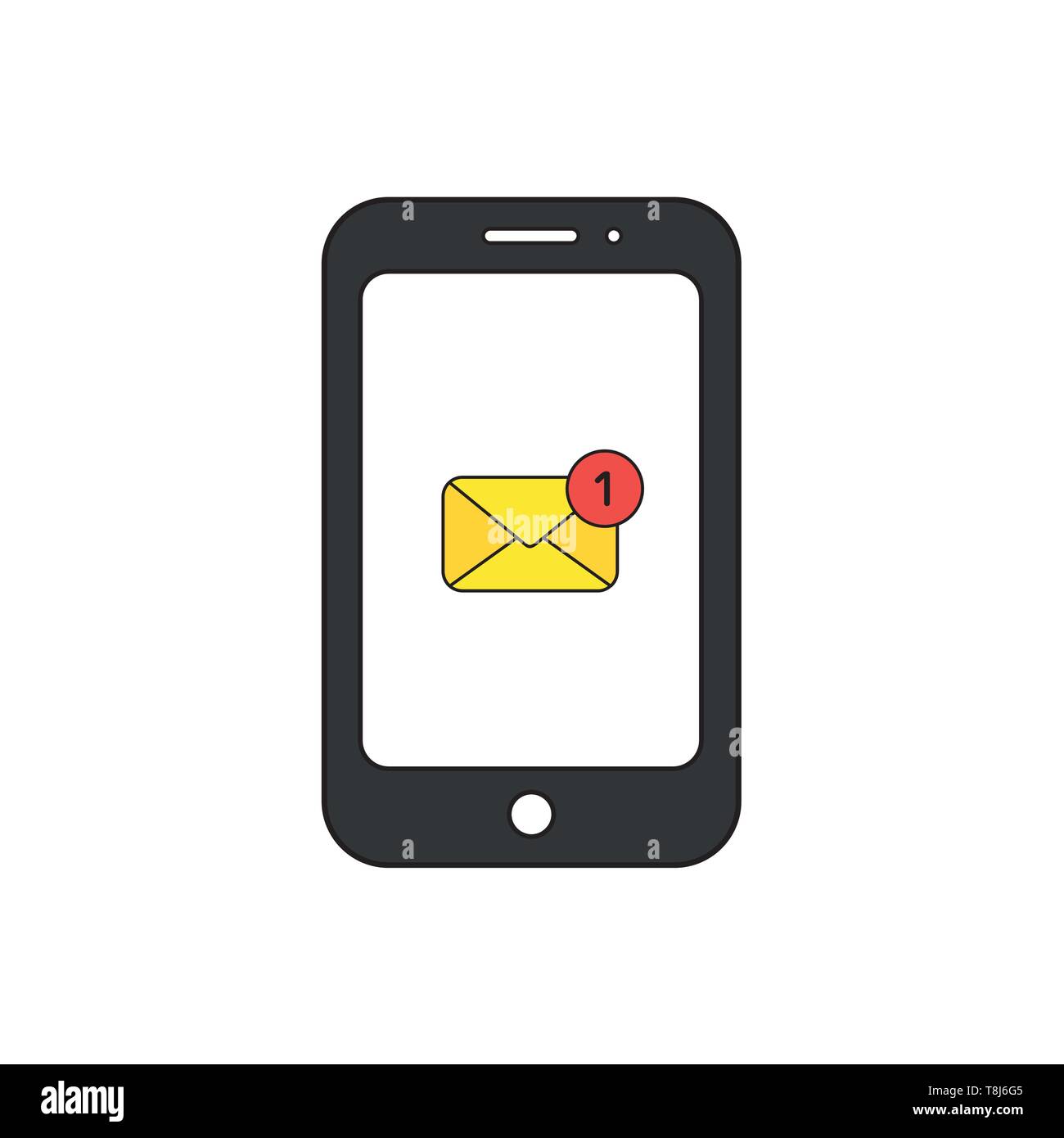 Vector icon concept of one mail message envelope inside smartphone ...