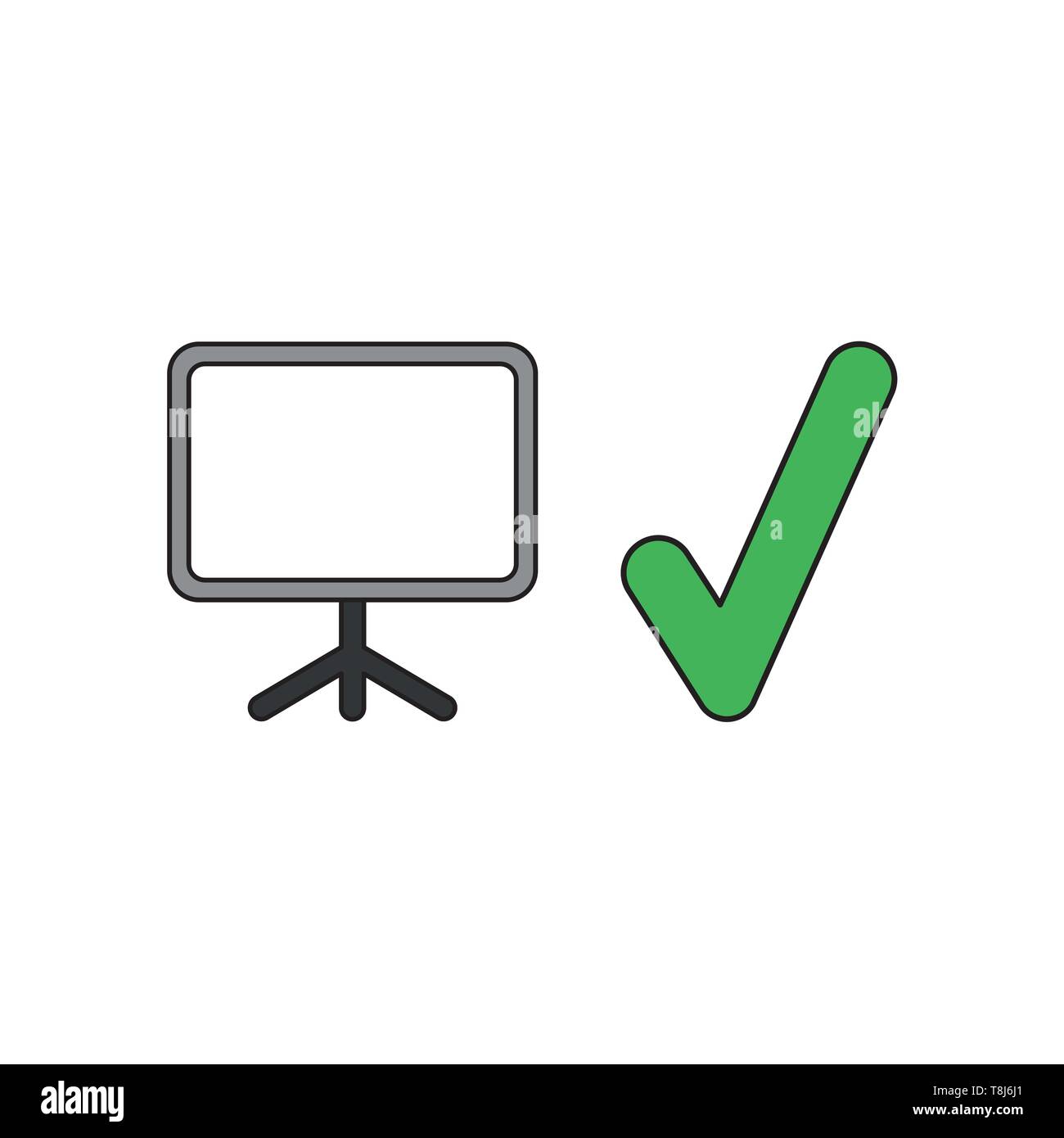 Vector icon concept of blank presentation chart with check mark. Black ...