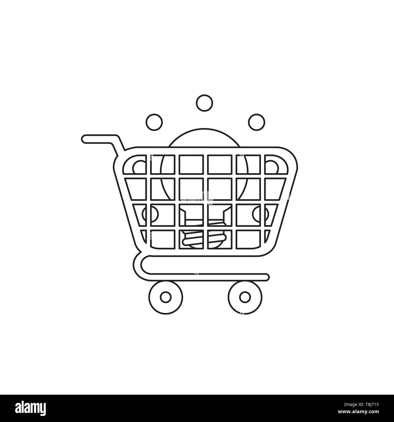 Vector illustration icon concept of light bulb inside shopping cart ...