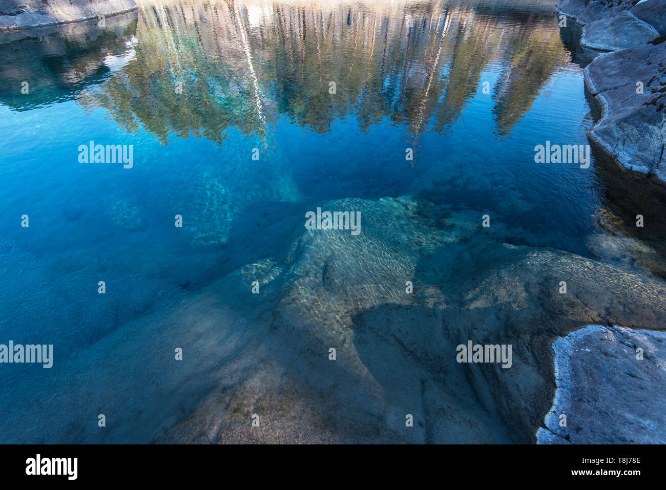 Crystal pure water of blue lake Stock Photo - Alamy