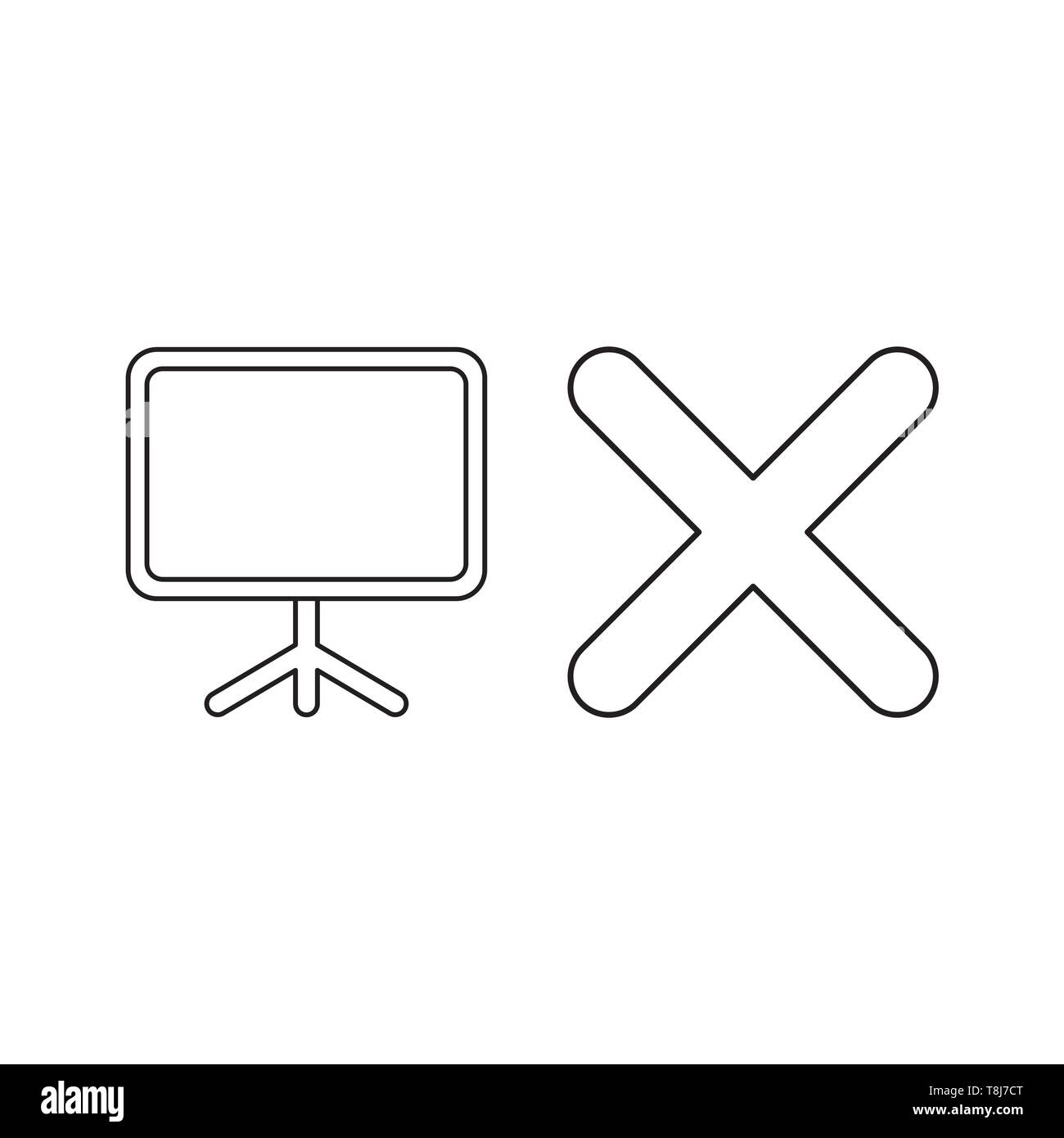 Vector icon concept of presentation chart with x mark. Black outlines ...