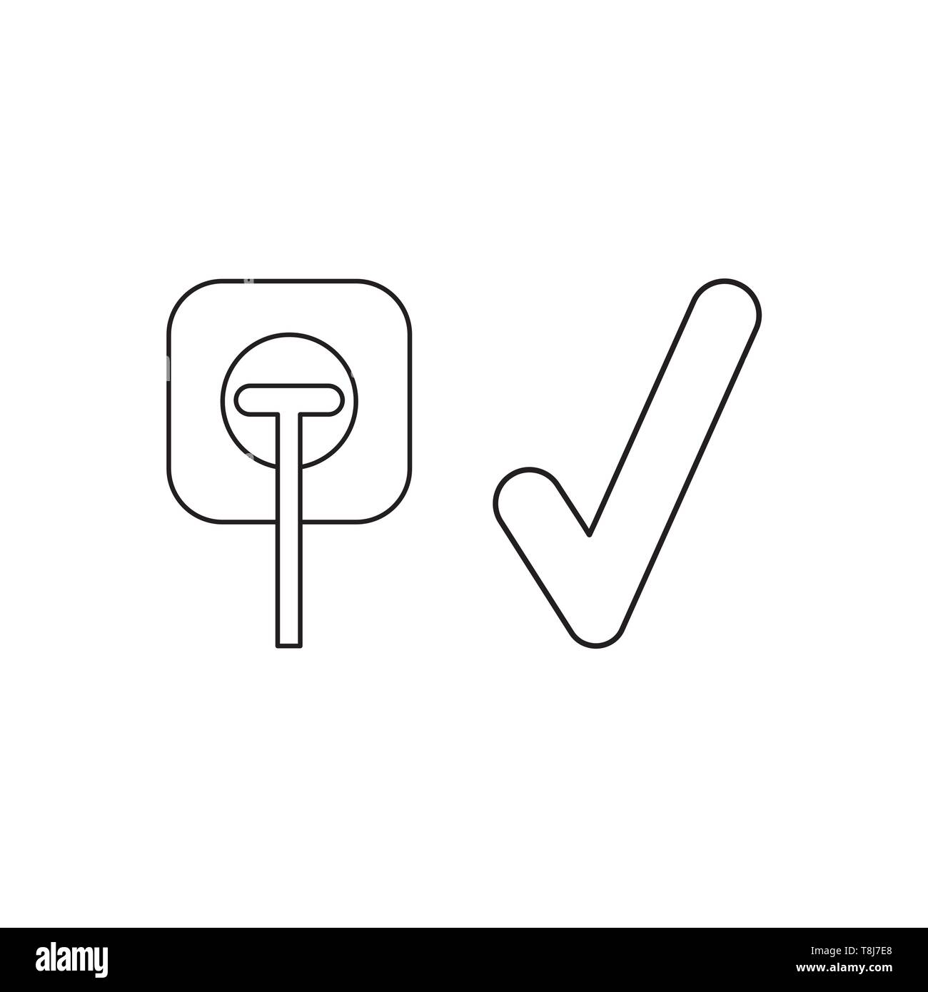 Vector icon concept of plugged into outlet with check mark. Black outlines Stock Vector Image ...