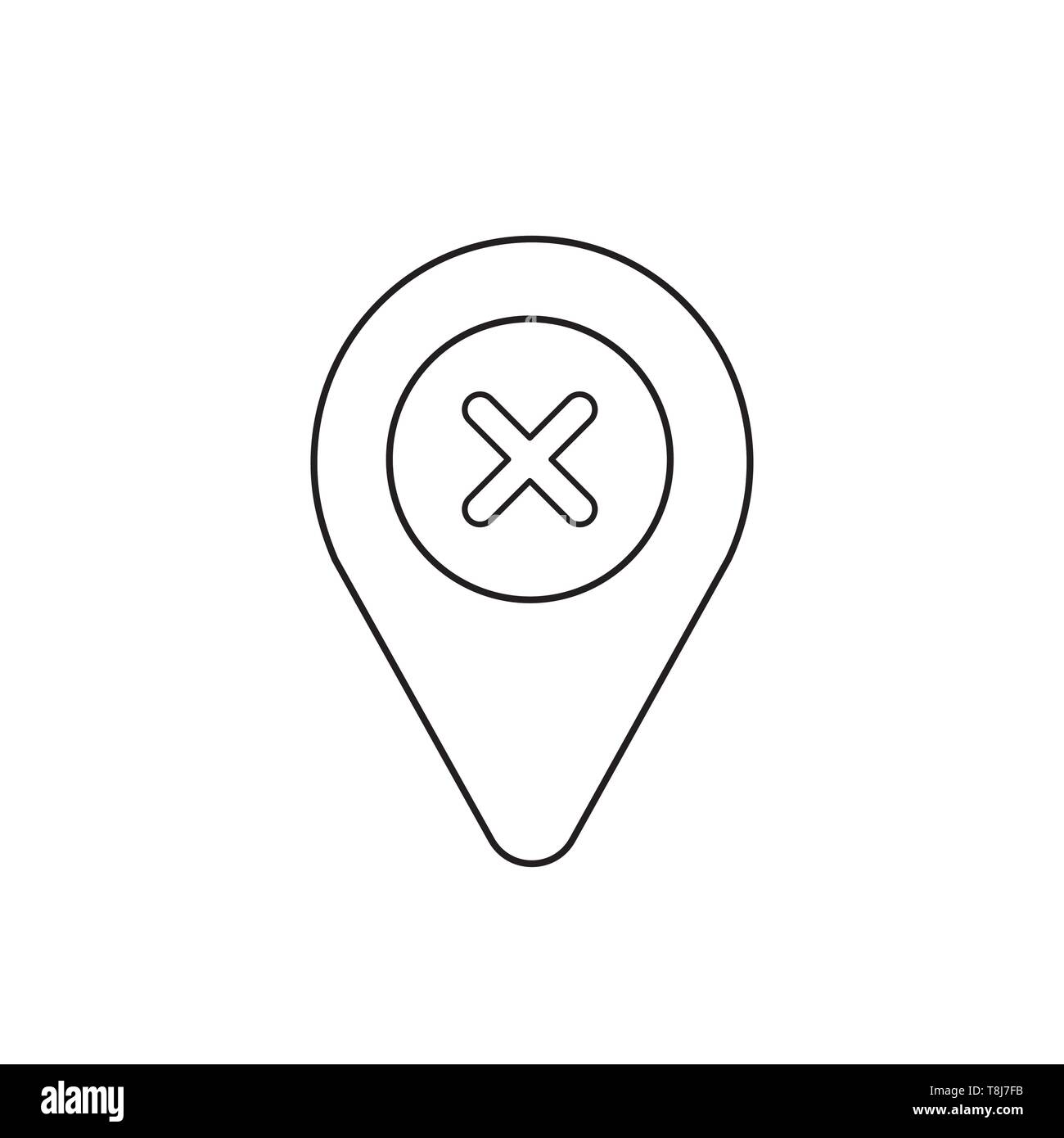 Vector icon concept of x mark inside pointer. Black outlines Stock Vector Image & Art - Alamy