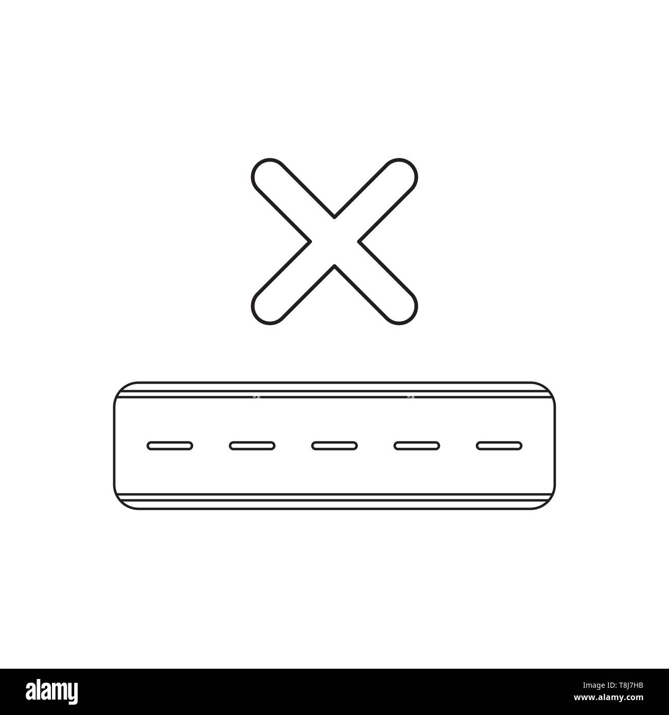Vector illustration icon concept of road with x mark. Black outlines ...