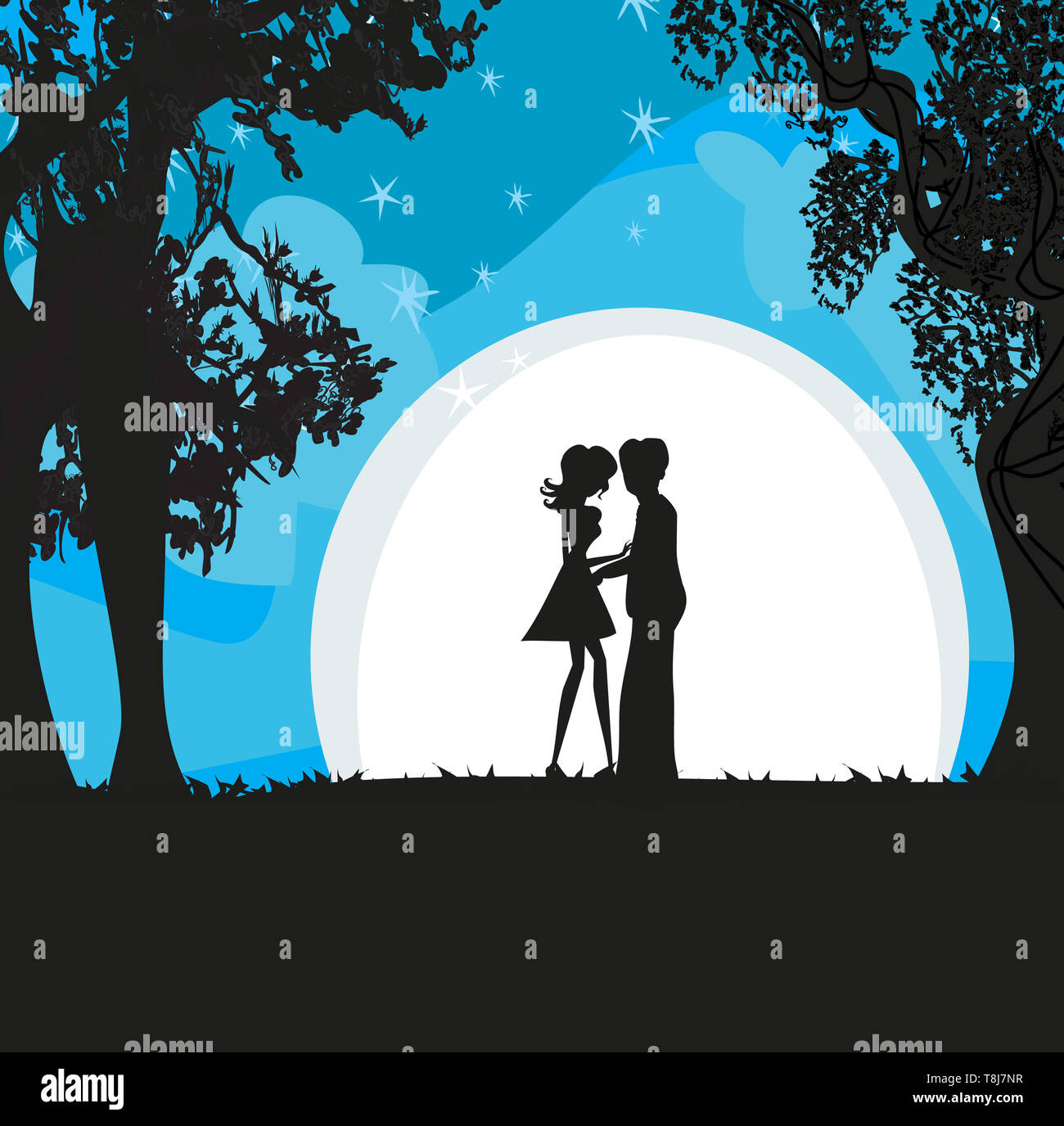 Kissing couple moonlight hi-res stock photography and images - Alamy