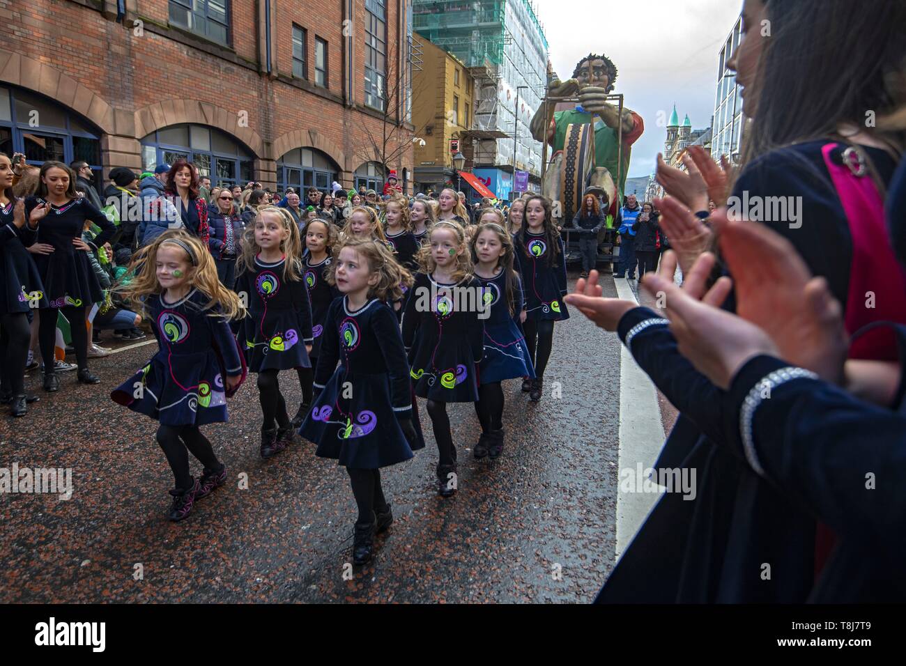 United Kingdom, Northern Ireland, St Patrick's day, irish dancing Stock ...