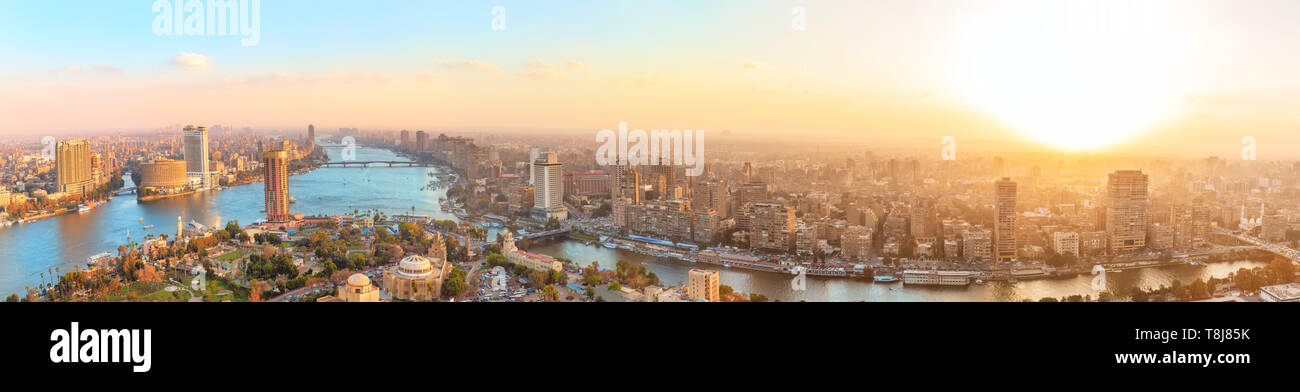 Panorama of the sunset view in Cairo, Egypt Stock Photo - Alamy