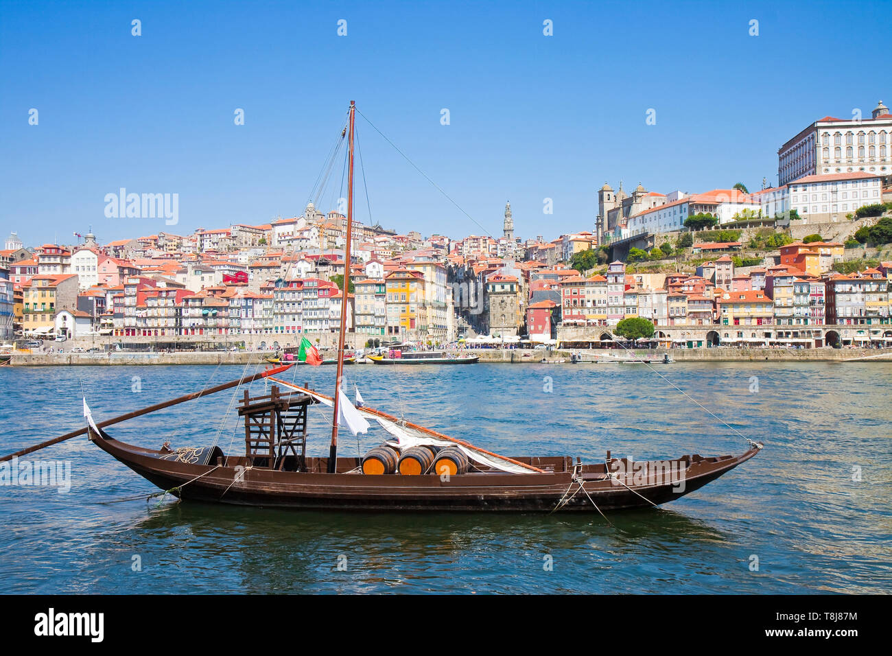 Typical portuguese wooden boats, called "barcos rabelos", used in the ...