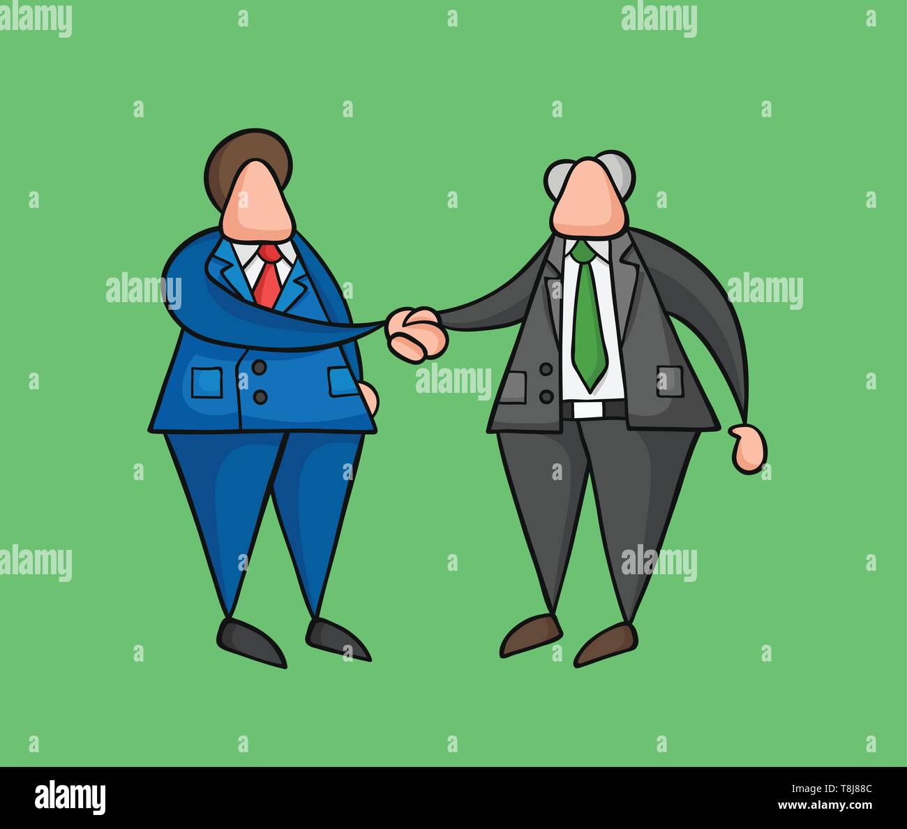Hand-drawn vector illustration businessman worker and boss shaking ...