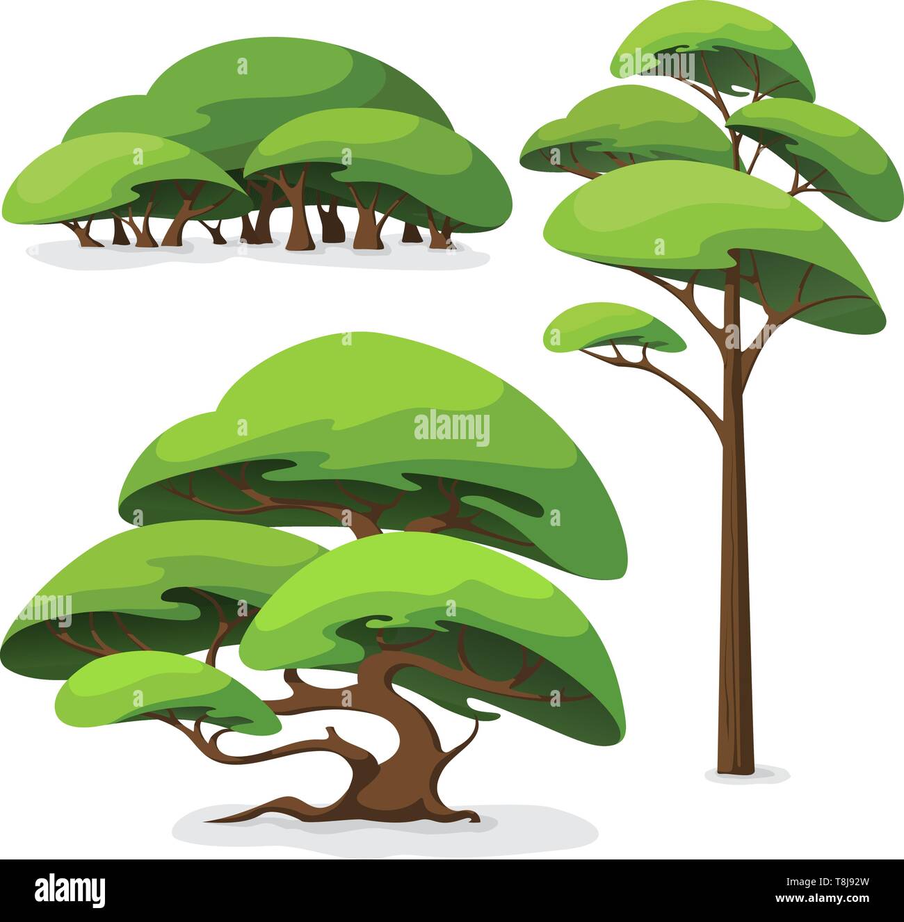 Set of cartoon stylized tree and bush Stock Vector Image & Art - Alamy