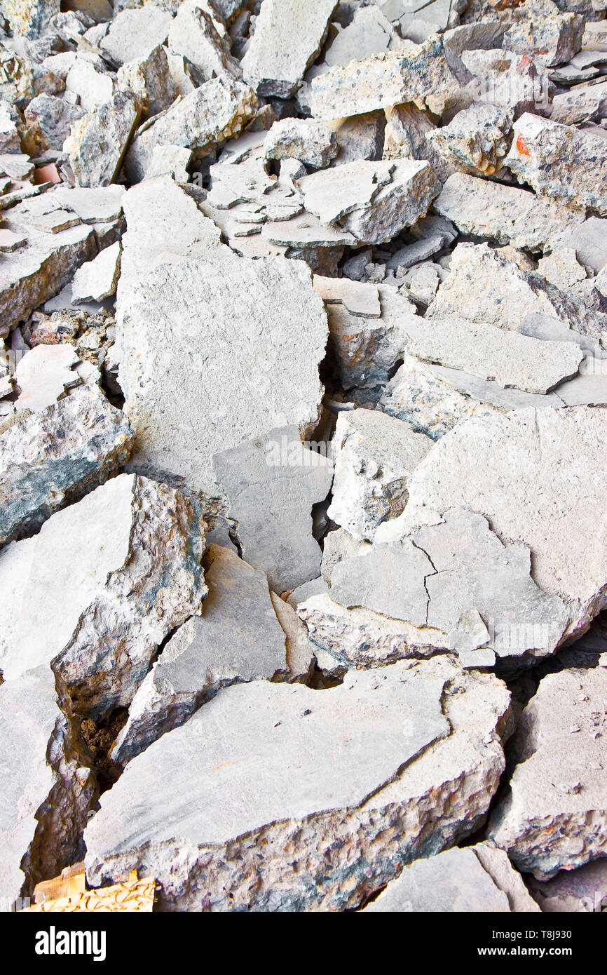 Demolished concrete structure in a construction site - background image ...