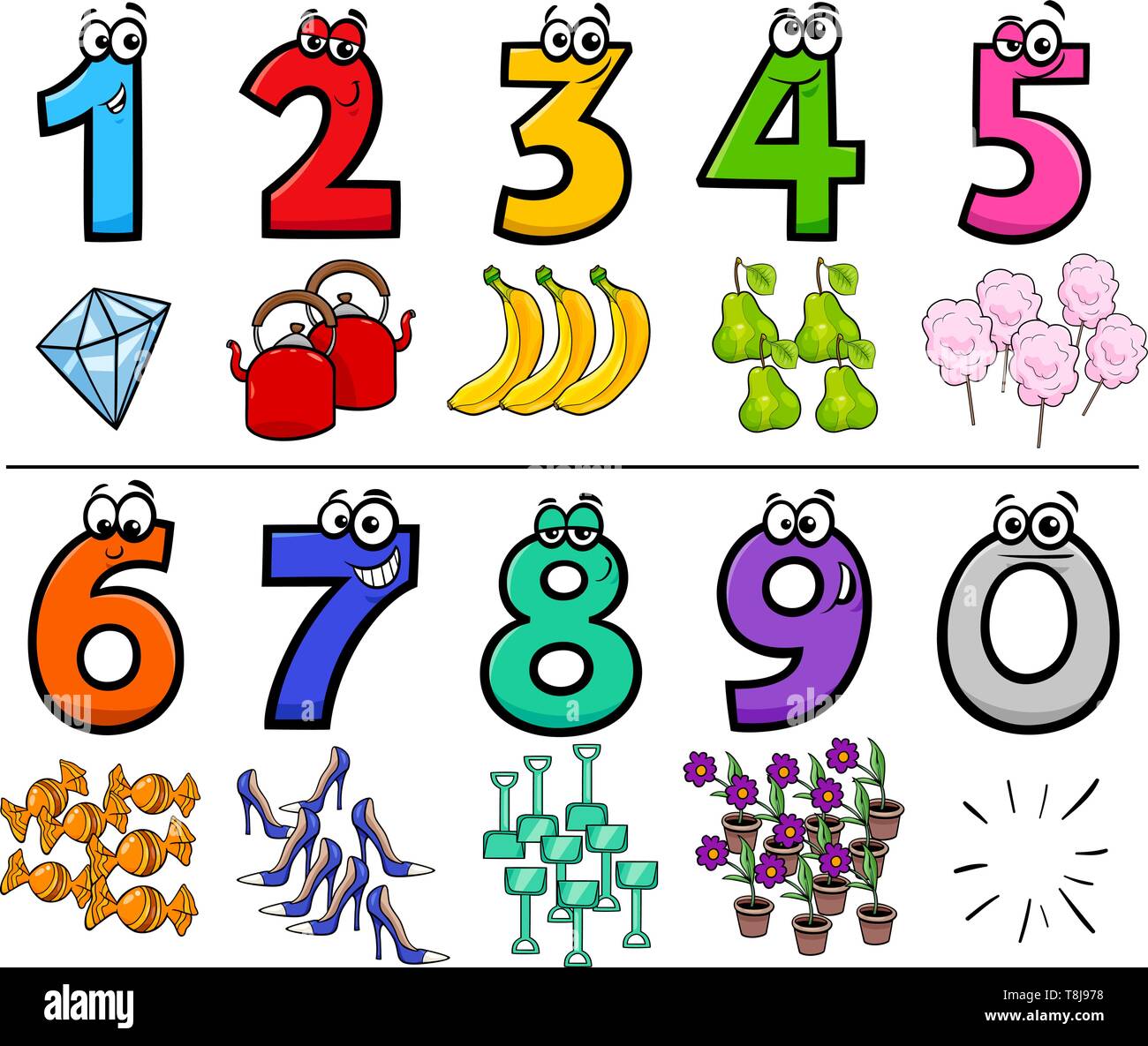 Cartoon Illustration of Educational Numbers Collection from One to Nine ...