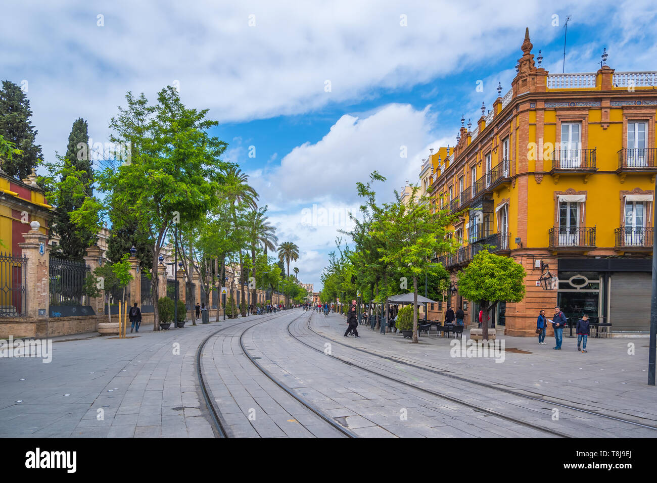 Seville, Spain - May 8th 2019 Saint Francis Square in downtown of the ...