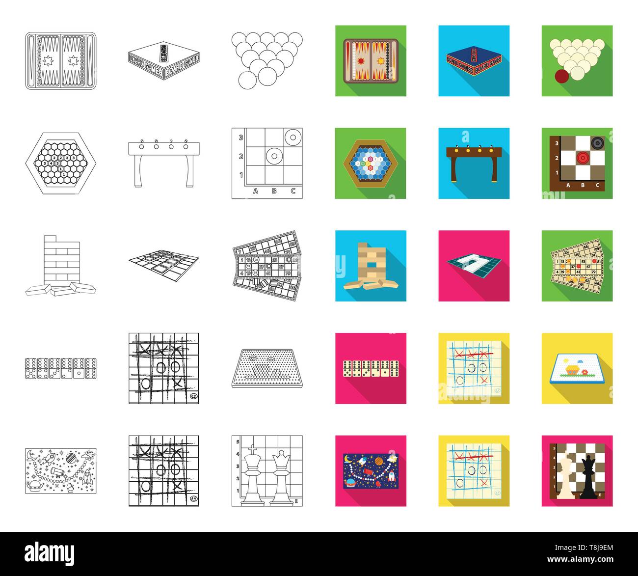 Board game outline,flat icons in set collection for design. Game and ...