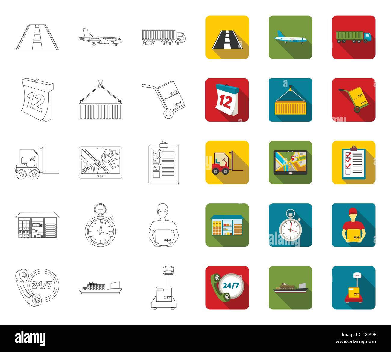 Vector design of goods and cargo symbol. Set of goods and warehouse ...