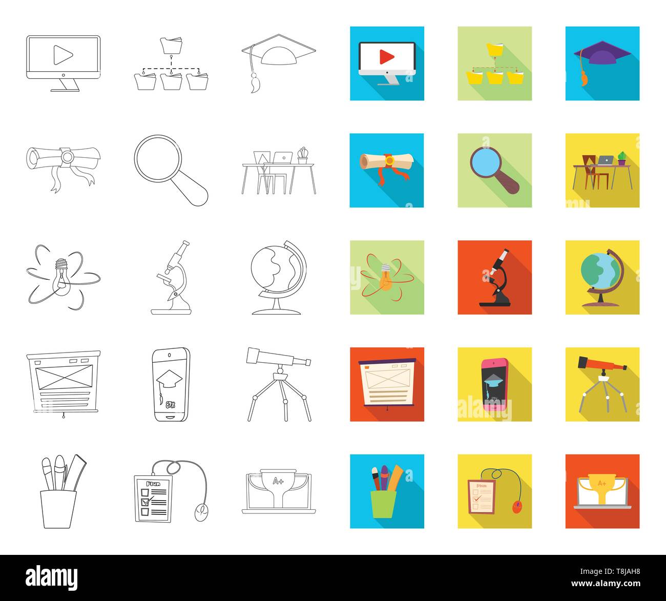 Vector illustration of education and learning sign. Collection of ...